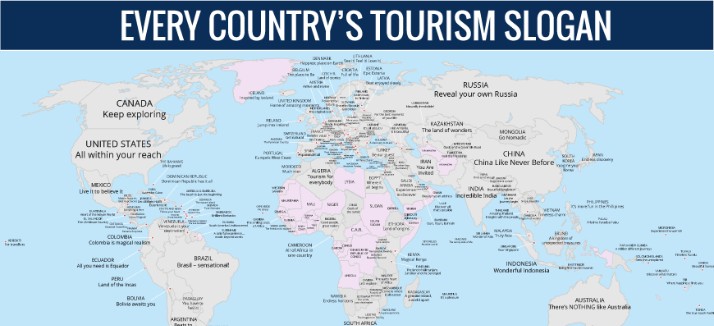 Map Shows Every Country's Tourism Slogan